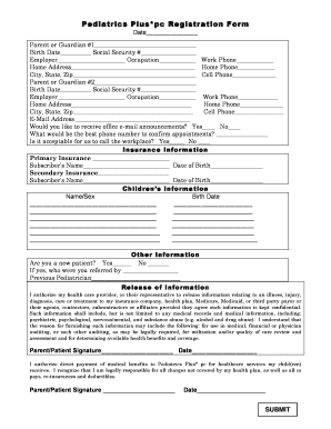 Fillable Online pediatricsplus Pediatrics Pluspc Registration Form Fax Email Print - pdfFiller