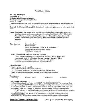 Fillable Online World History Honors Syllabus Mr. Gary Worthington ...