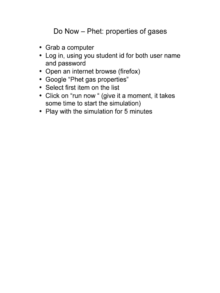 Fillable Online Gas Properties - Gas, Pressure, Volume - PhET Fax Email ...
