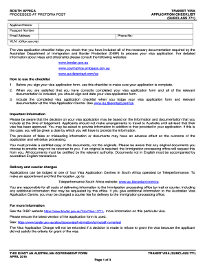 Fillable Online Include the completed visa application checklist when ...