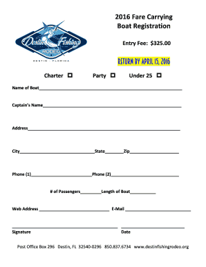 Fillable Online Printable Fare-Carrying Boats Registration Form PDF Fax ...
