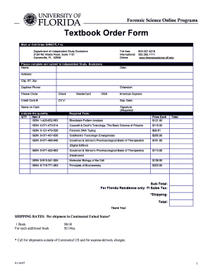 Fillable Online forensicscience ufl Textbook Order Form ...