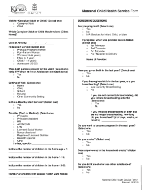 Fillable Online Maternal Child Health Service Form - Daisey Solutions ...