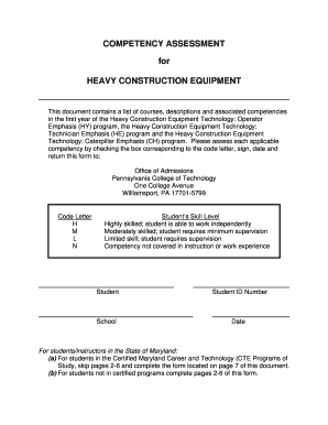 Fillable Online k12 pct COMPETENCY ASSESSMENT for HEAVY CONSTRUCTION ...