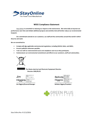 Fillable Online WEEE Compliance Statement - Stay Online Fax Email Print ...