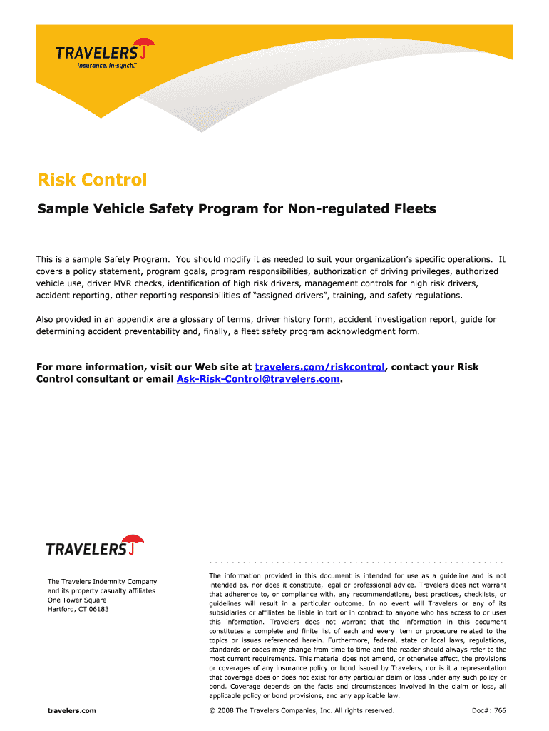 Fillable Online Sample Vehicle Safety Program for Non-Regulated Fleets ...