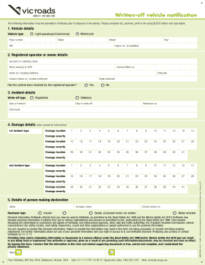 Fillable Online VicRoads Written-off bvehicle notificationb form Fax ...