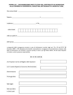 Compilabile Online contarina Dichiarazione Sostistutiva Iscrizione ...