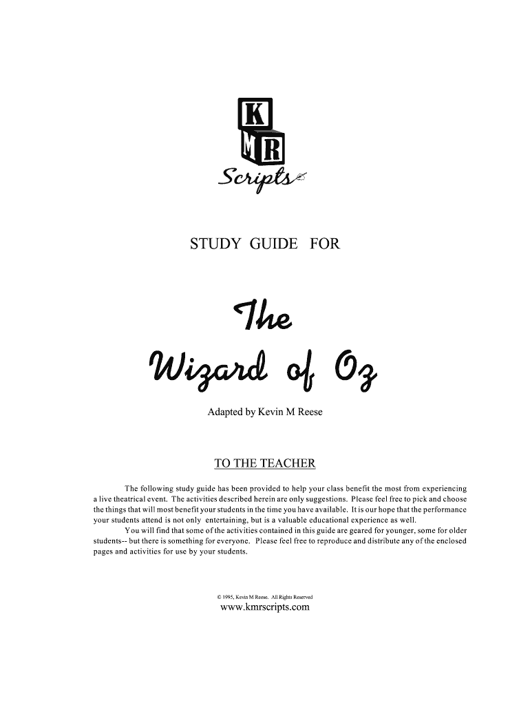 Fillable Online The Wizard of Oz - KMR Scripts Fax Email Print - pdfFiller