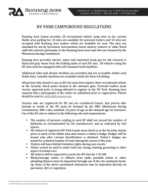 Fillable Online RV PARK CAMPGROUND REGULATIONS Fax Email Print - pdfFiller