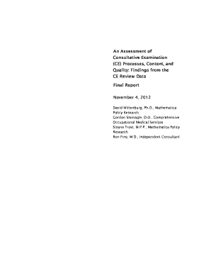Fillable Online An Assessment of Consultative Examination CE Processes ...