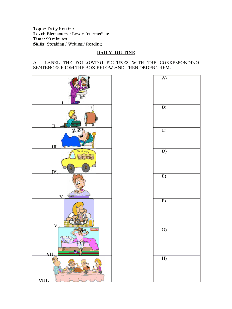 Fillable Online Topic: Daily Routine Fax Email Print - pdfFiller