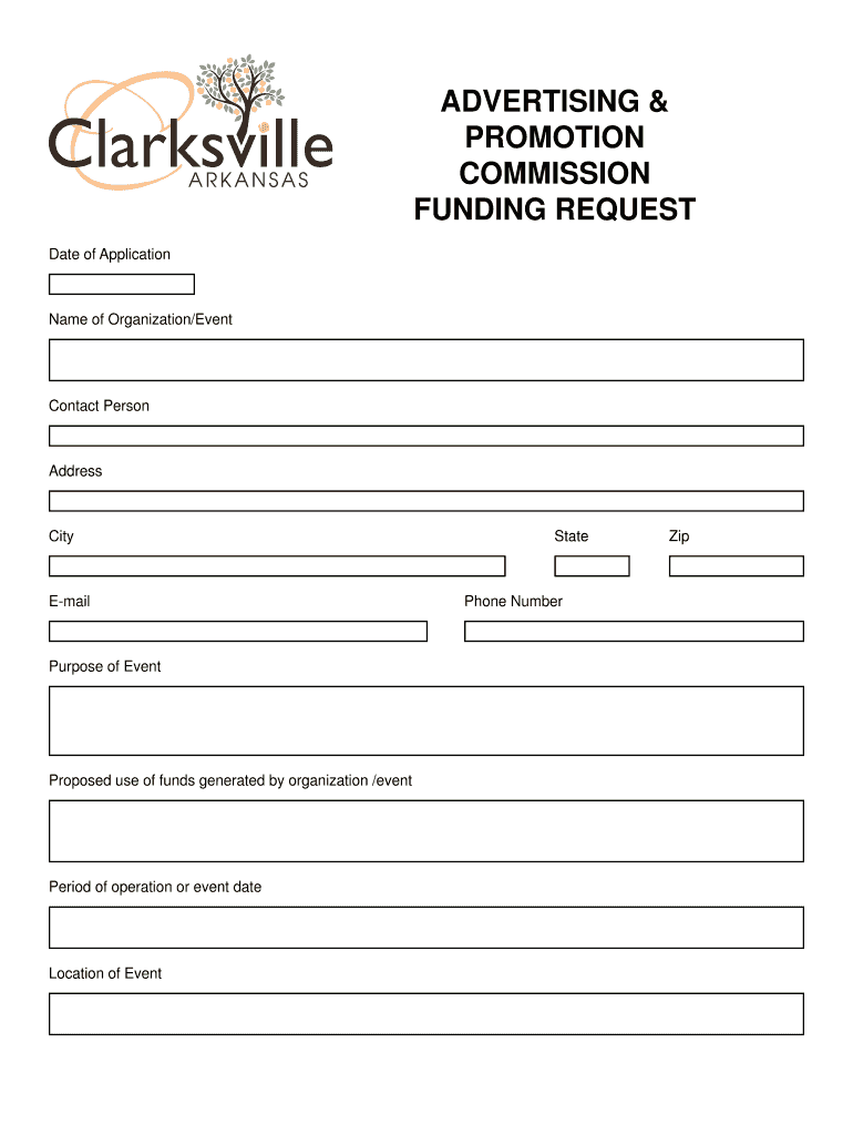Fillable Online clarksvillear Clarksville Advertising and Promotion ...