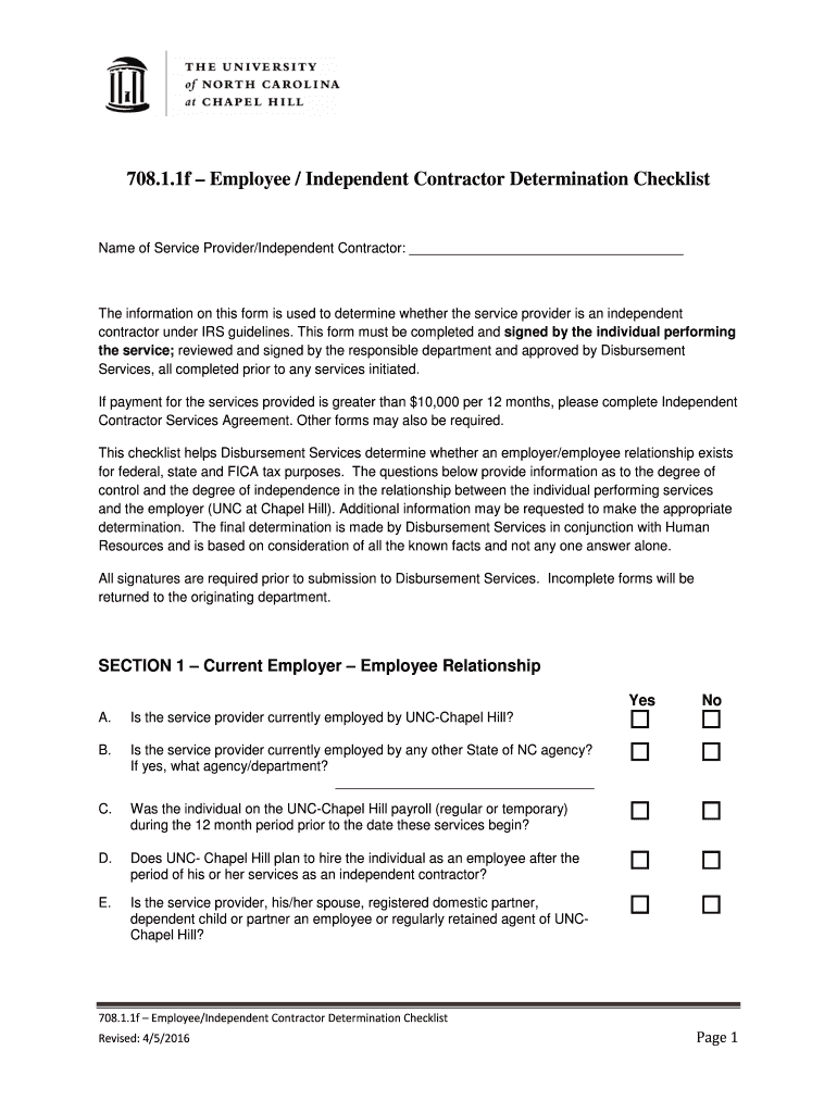 Fillable Online marine unc 70811f bEmployeeb Independent Contractor ...