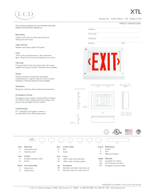 Fillable Online XTL Security Exit Surface Mount LED Ceiling or Wall ...
