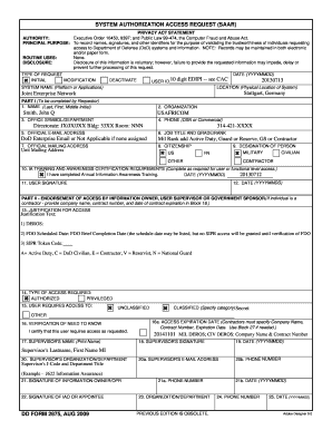 Fillable Online africom DD bFormb 2875 System bAuthorization Accessb ...