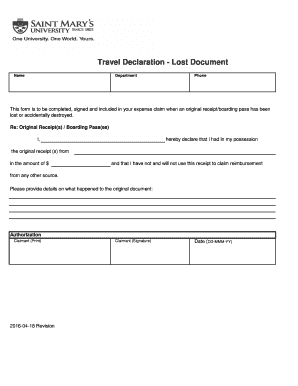 Fillable Online smuport5 smu Lost Document Travel Declaration ...