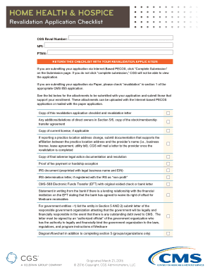 Fillable Online Revalidation Application Checklist. HH& Fax Email Print ...