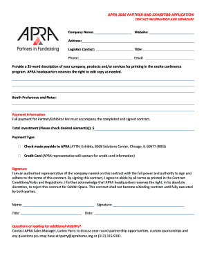 Fillable Online aprahome 2016 PROSPECT DEVELOPMENT SPONSORSHIP AND ...