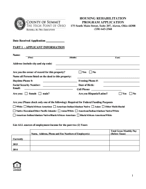 Fillable Online lakemoreohio HOUSING REHABILITATION PROGRAM APPLICATION 175 South Main Fax Email ...