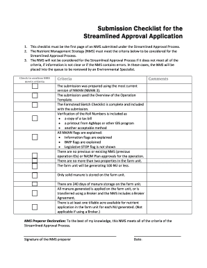 Fillable Online Submission Checklist for the Streamlined Approval Application Fax Email Print ...