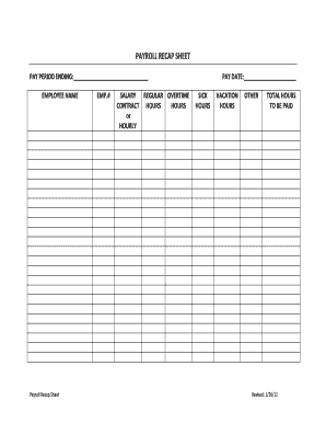 Fillable Online Payroll Recap Sheet - Dinerstein Companies Fax Email ...
