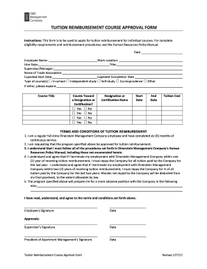 Fillable Online Tuition Reimbursement Course Approval Form Fax Email ...