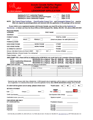 Fillable Online Scouts Canada - Halifax Region Fax Email Print - pdfFiller