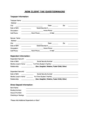 Fillable Online skaccounting NEW CLIENT TAX QUESTIONNAIRE ...