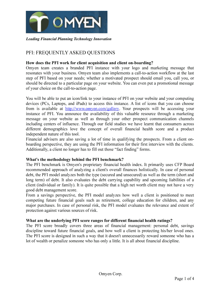 Fillable Online PFI FREQUENTLY ASKED QUESTIONS - bomyenbbcomb Fax Email Print - pdfFiller