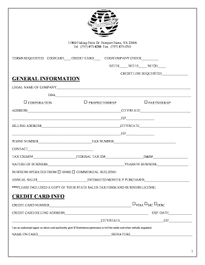 Fillable Online GENERAL INFORMATION CREDIT CARD INFO - ICDistribution Fax Email Print - pdfFiller