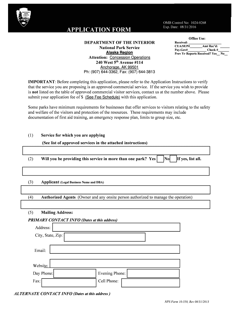 Fillable Online nps Application for Commercial Use Authorization ...