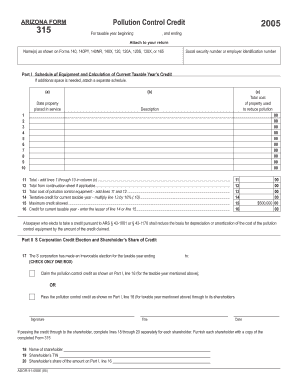Fillable Online Arizona Form 315 Fillable Fax Email Print - pdfFiller