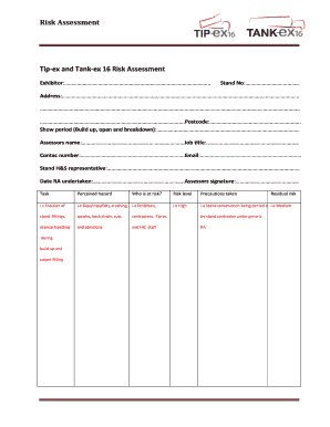 Fillable Online tip-ex co Risk Assessment bTipb-bexb and Tank-bexb 16 ...