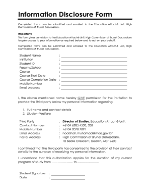 Fillable Online brunei org Information Disclosure Form ...