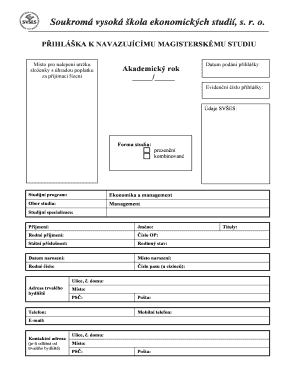 Fillable Online files svses webnode P?ihl ka - Soukrom vysok kola ekonomick ch studi Fax Email ...
