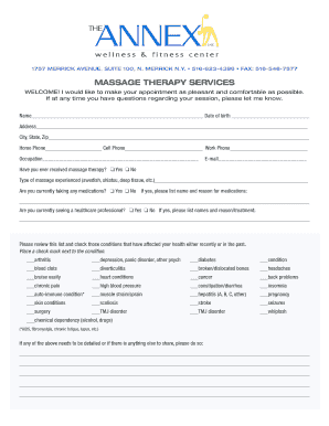 Fillable Online Massage Forms - Therapeutic Solutions Physical Therapy ...