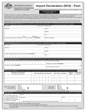 Fillable Online BFormb B374 - Import bDeclarationb N10 - Post Fax Email Print - pdfFiller