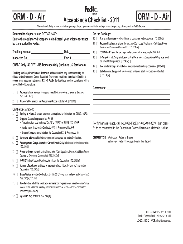 Fillable Online ORM - D - Air ORM - D - Air - bFedExb Fax Email Print ...