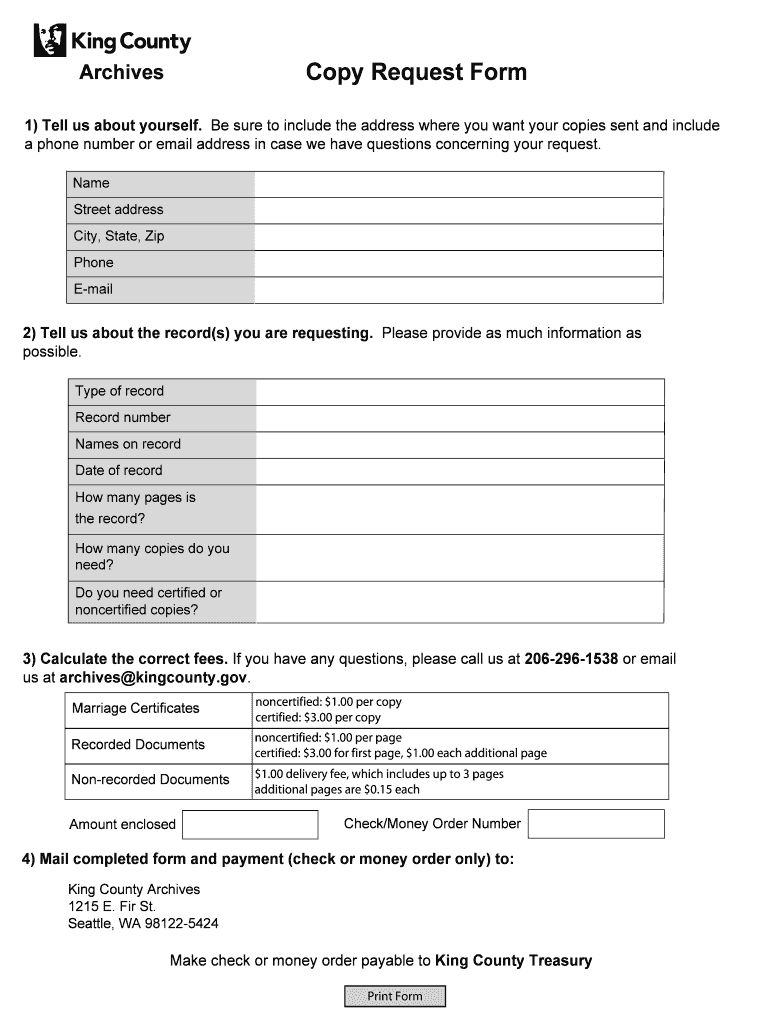 Fillable Online kingcounty Copy bRequestb Form - King County Fax Email Print - pdfFiller