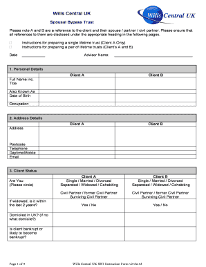 Fillable Online willscentral-advisor co Spousal Bypass Instruction form ...