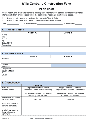 Fillable Online willscentral-advisor co Pilot Trust Instruction Form ...