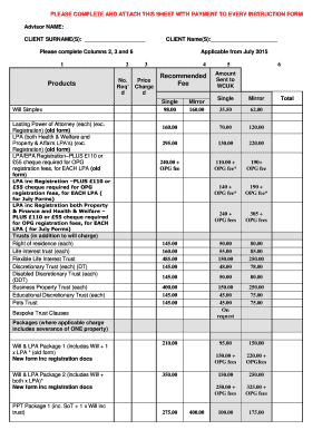 Fillable Online willscentral-advisor co PLEASE COMPLETE AND ATTACH THIS ...