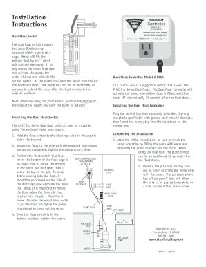 Fillable Online Dual Float Controller - Pro Series Sump Pumps Fax Email ...