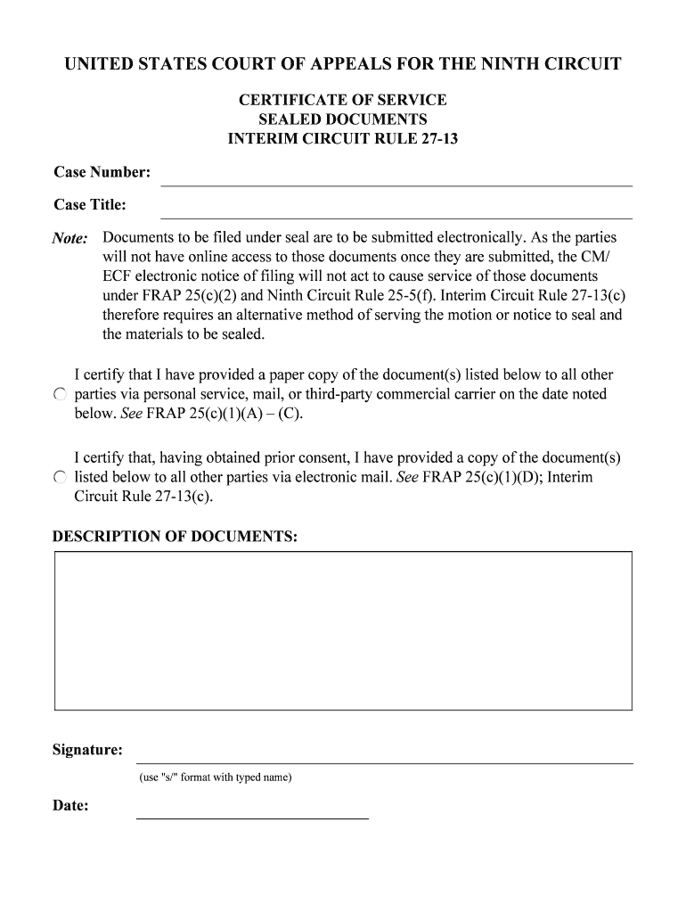 Fillable Online ECF electronic notice of filing will not act to cause service of those documents ...