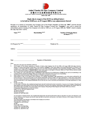 Fillable Online Reply slip in respect of the EGM as defined below to be ...