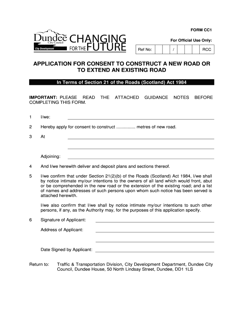 Fillable Online dundeecity gov CC application form CC1 - dundeecity gov ...