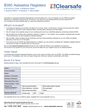 Fillable Online 385 Asbestos Registers - Clearsafe Environmental ...