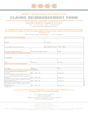 Fillable Online Claims reimbursement form back side 03 2008 - bBDAEb ...