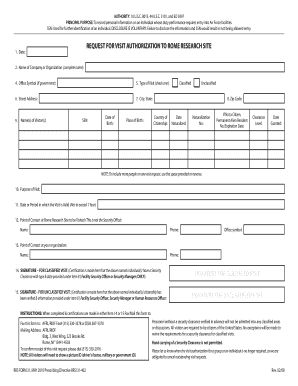 Fillable Online REQUEST FOR VISIT AUTHORIZATION TO ROME RESEARCH bSITEb ...
